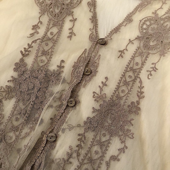 J. Jill | Tops | J Jill Sheer Lace Embroidered Button Up Blouse | Poshmark